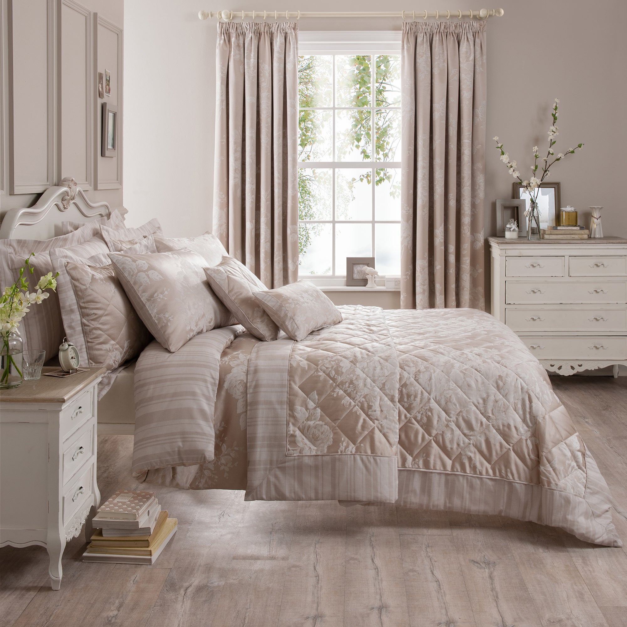 Laura Natural Jacquard Bed Linen Collection Dunelm
