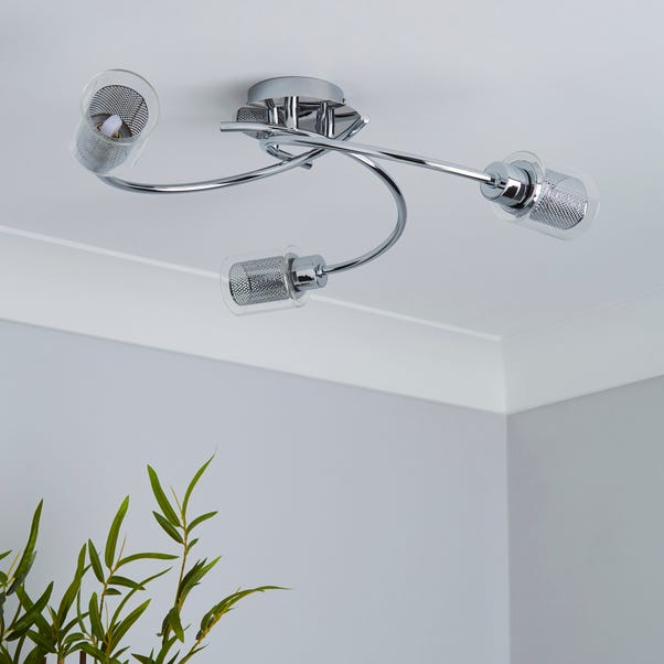 Grace 3 Light Chrome Semi-Flush Ceiling Fitting | Dunelm Grace 3 Light Chrome Semi-Flush Ceiling Fitting | Dunelm
