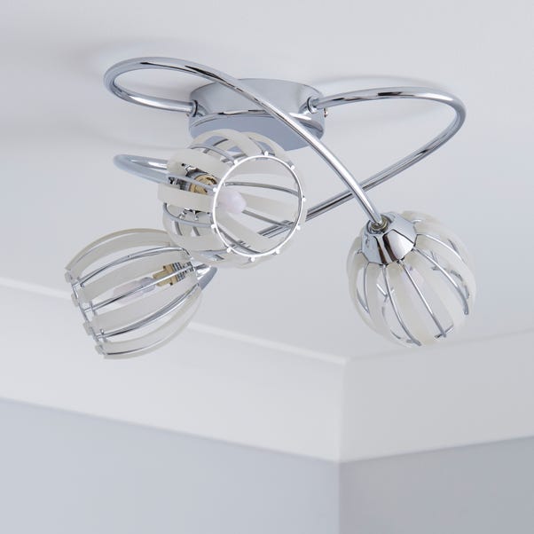 Rosa 3 Light Chrome Semi-Flush Ceiling Fitting | Dunelm Rosa 3 Light Chrome Semi-Flush Ceiling Fitting | Dunelm