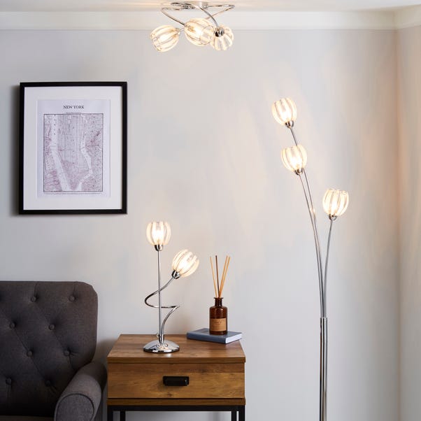 Rosa 3 Light Chrome Semi-Flush Ceiling Fitting | Dunelm Rosa 3 Light Chrome Semi-Flush Ceiling Fitting | Dunelm