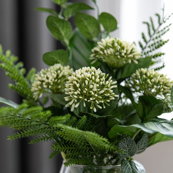 Artificial Allium and Foliage Bouquet in Glass Vase | Dunelm Artificial Allium and Foliage Bouquet in Glass Vase | Dunelm