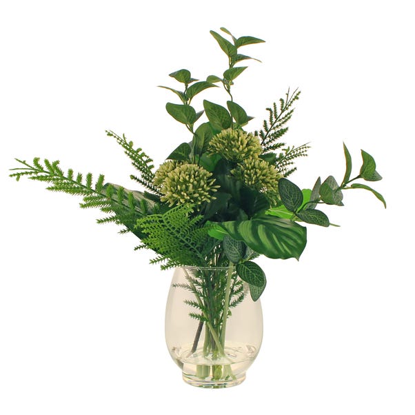 Artificial Allium and Foliage Bouquet in Glass Vase | Dunelm Artificial Allium and Foliage Bouquet in Glass Vase | Dunelm