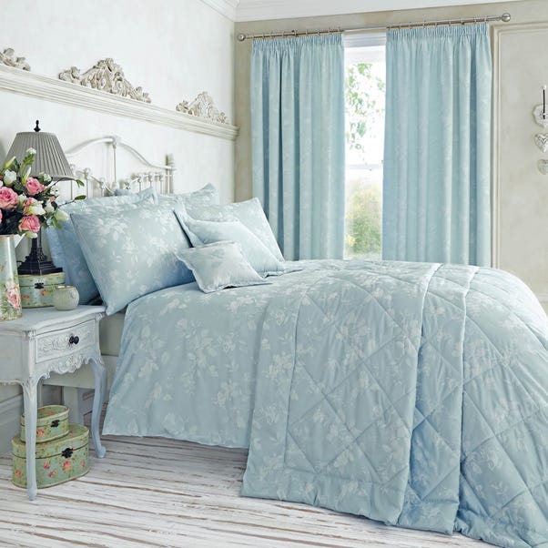 Eden Floral Jacquard Duck Egg Duvet Cover Dunelm
