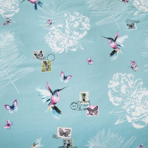 Heavenly Hummingbird Reversible Duck Egg Duvet Cover And Pillowcase Set