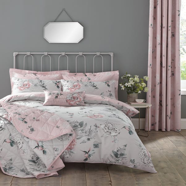 Heavenly Hummingbird Blush Blackout Eyelet Curtains Dunelm