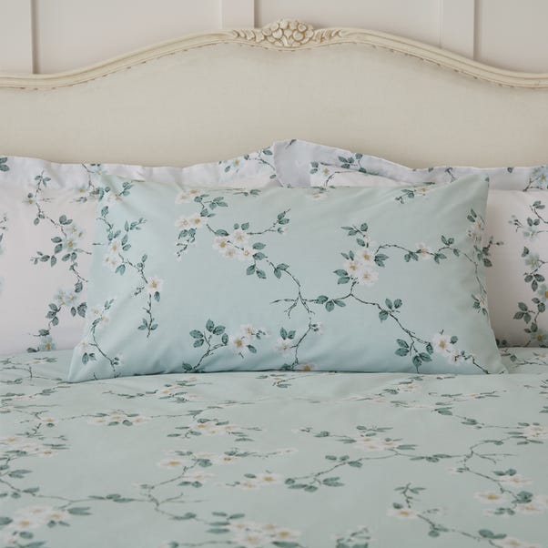 Edith Duck Egg Floral Reversible Duvet Cover And Pillowcase Set Dunelm