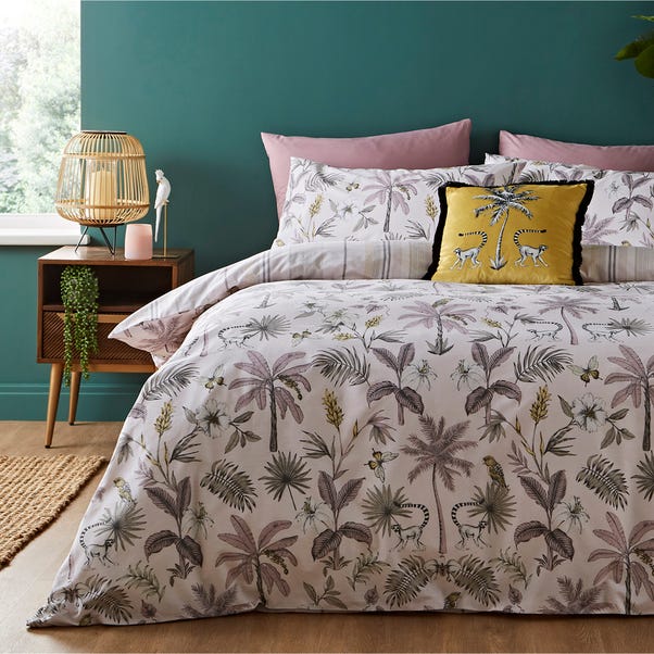 Tropicana Pink 100 Cotton Reversible Duvet Cover And Pillowcase Set