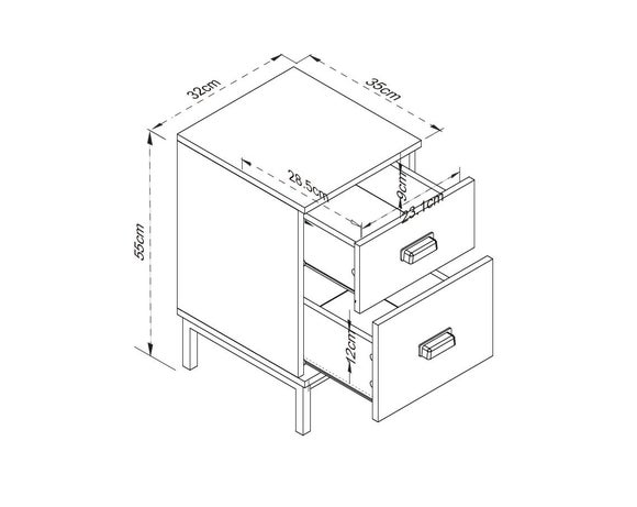Fulton Slim Bedside Table | Dunelm