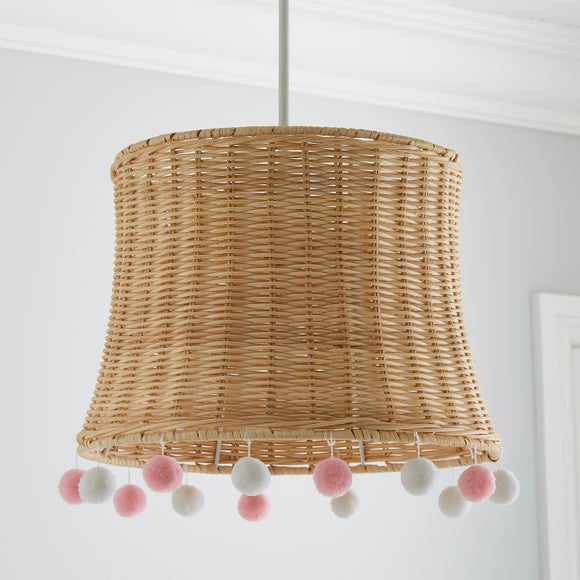 Fiesta Rattan Pom Pom Easy Fit Pendant Shade | Dunelm