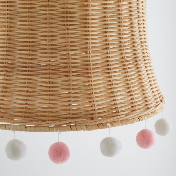 Fiesta Rattan Pom Pom Easy Fit Pendant Shade | Dunelm