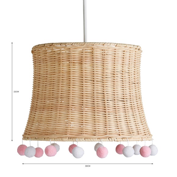 Fiesta Rattan Pom Pom Easy Fit Pendant Shade | Dunelm