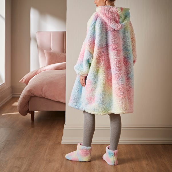 Printed Rainbow Fleece Oversized Blanket Hoodie | Dunelm Printed Rainbow Fleece Oversized Blanket Hoodie | Dunelm
