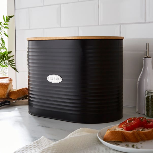 Metal Bread Bin With Badge Black Dunelm Metal Bread Bin With Badge Black Dunelm