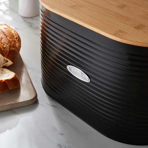 Metal Bread Bin With Badge Black Dunelm Metal Bread Bin With Badge Black Dunelm