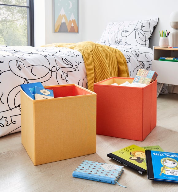 Set of 2 Kids Foldable Cube Storage Dunelm