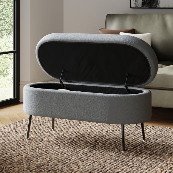 Evie Boucle Storage Ottoman | Dunelm