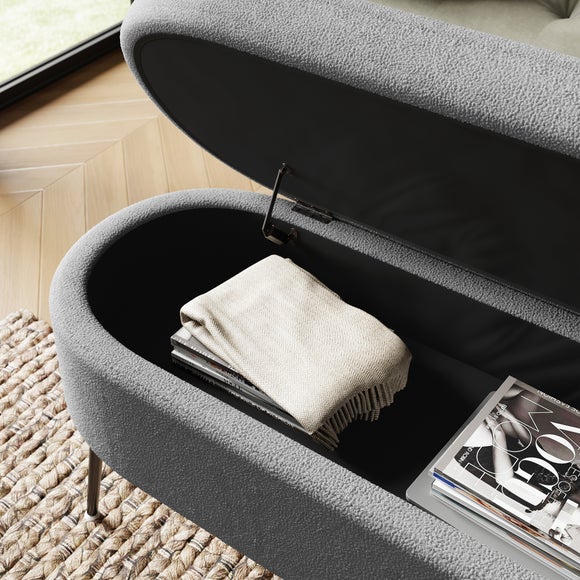 Evie Boucle Storage Ottoman | Dunelm