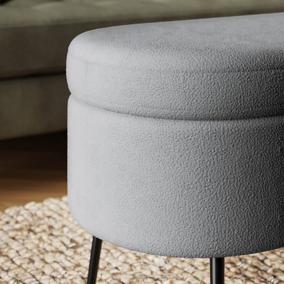 Evie Boucle Storage Ottoman | Dunelm