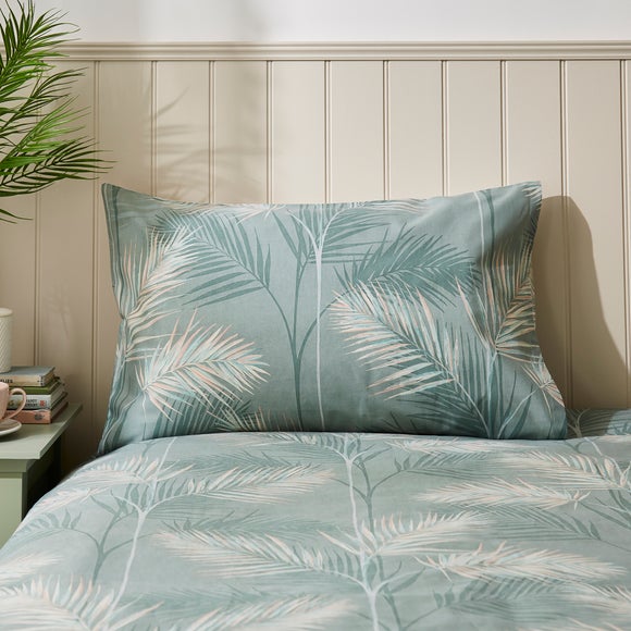 Priya Palm Green Duvet Cover and Pillowcase Set | Dunelm