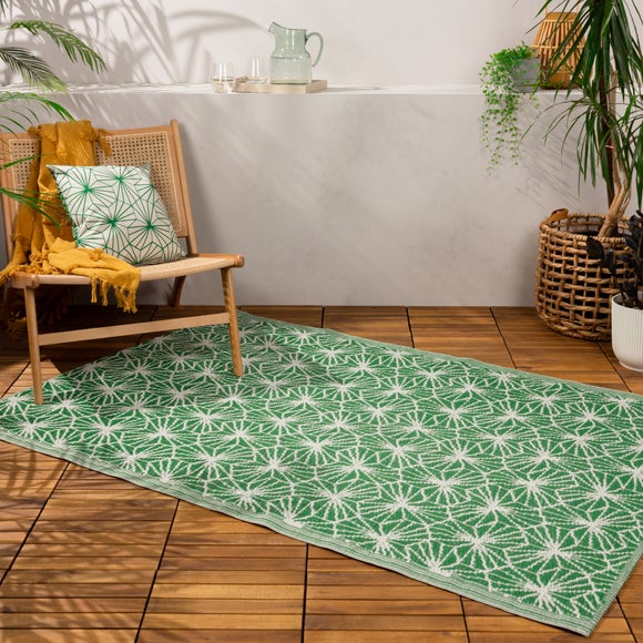 furn. Hexa Green Reversible Indoor Outdoor Rug Dunelm