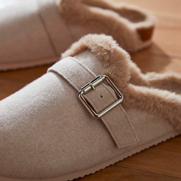 Ladies Footbed Buckle Mules | Dunelm