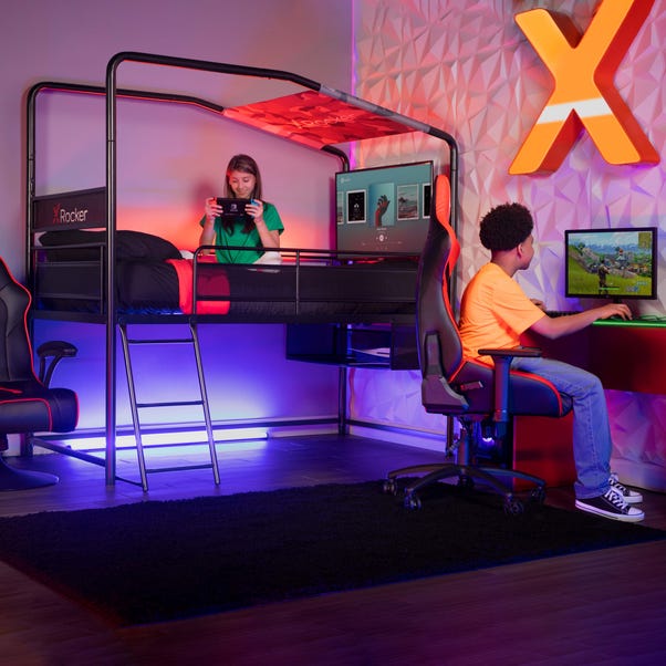 X Rocker Contra Mid Sleeper Gaming Bunk Bed With Tv Mount Dunelm