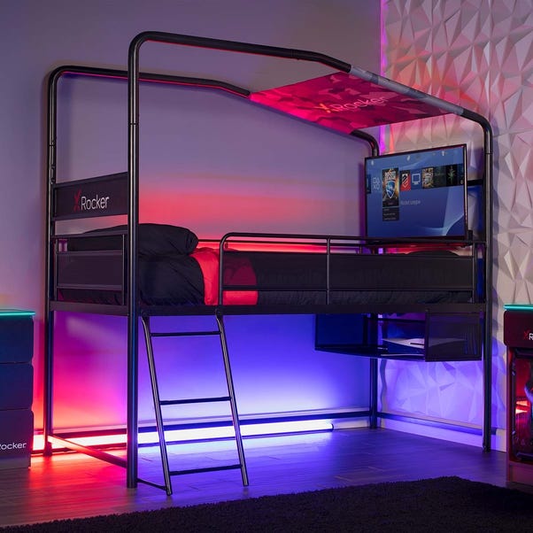 X Rocker Contra Mid Sleeper Gaming Bunk Bed With Tv Mount Dunelm