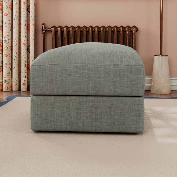 Hattie Slub Faux Linen Storage Footstool | Dunelm