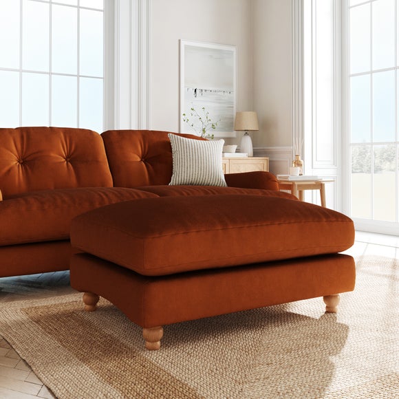 Martha Matte Plush Velvet Footstool Dunelm