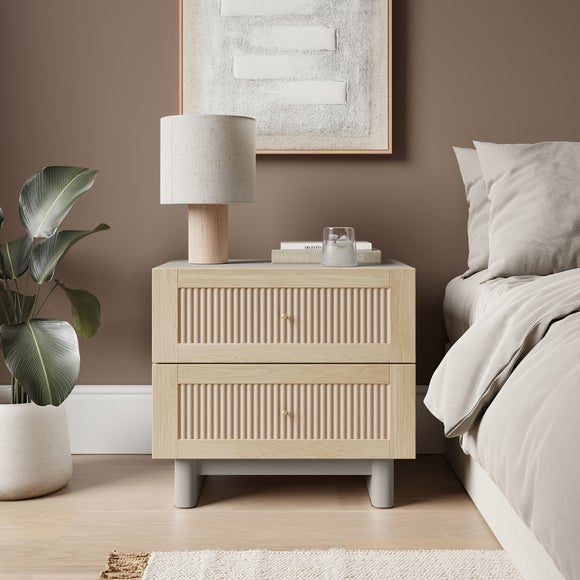 Maeva 2 Drawer Wide Bedside Table Light Oak Effect