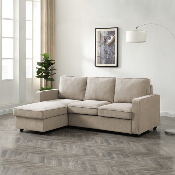 Kayden Reversible Woven Corner Storage 3 Seater Sofa Bed Navy
