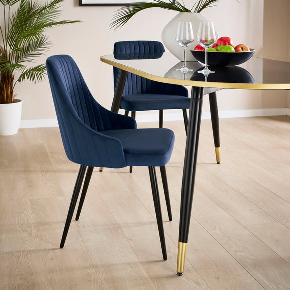 Shea Set of 2 Dining Chairs Velvet Dunelm