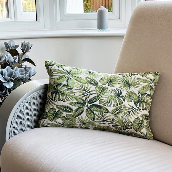 Daro Tapestry Palmer Green Rectangular Cushion | Dunelm
