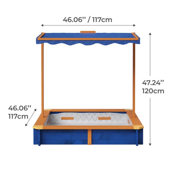 Teamson Wooden Sand Pit with Adjustable Canopy | Dunelm