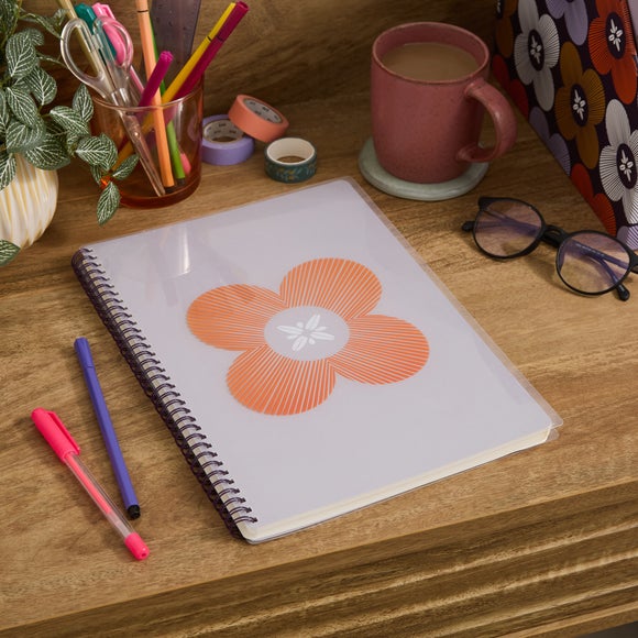 Elements A4 Transparent Flower Notebook | Dunelm