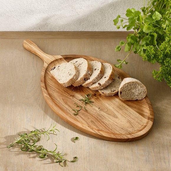 Acacia Wooden Serve Board with Handle | Dunelm