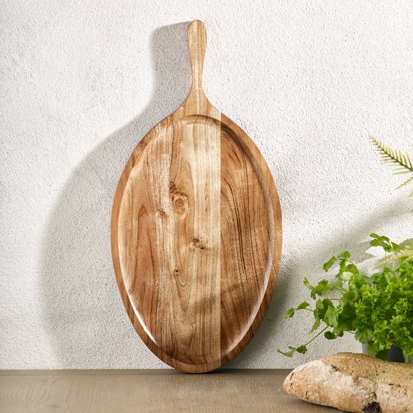 Acacia Wooden Serve Board with Handle | Dunelm