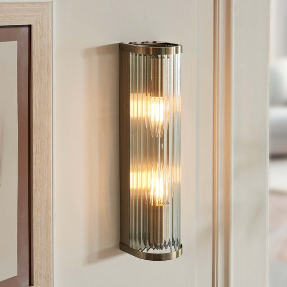 Vogue Hadley 2 Light Ribbed Wall Light | Dunelm