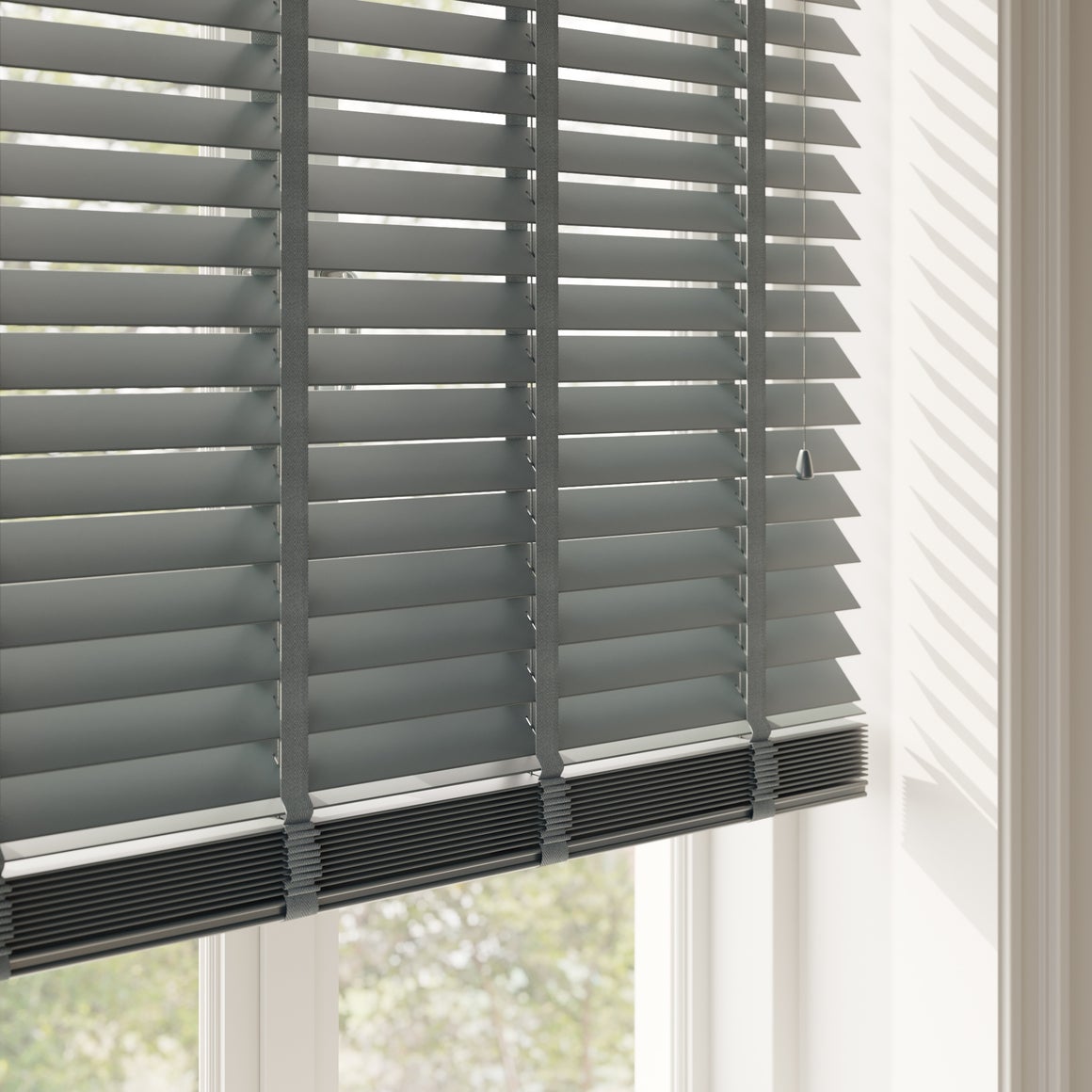 Made To Measure 50mm Slats Charcoal Taped Venetian Blind | Dunelm