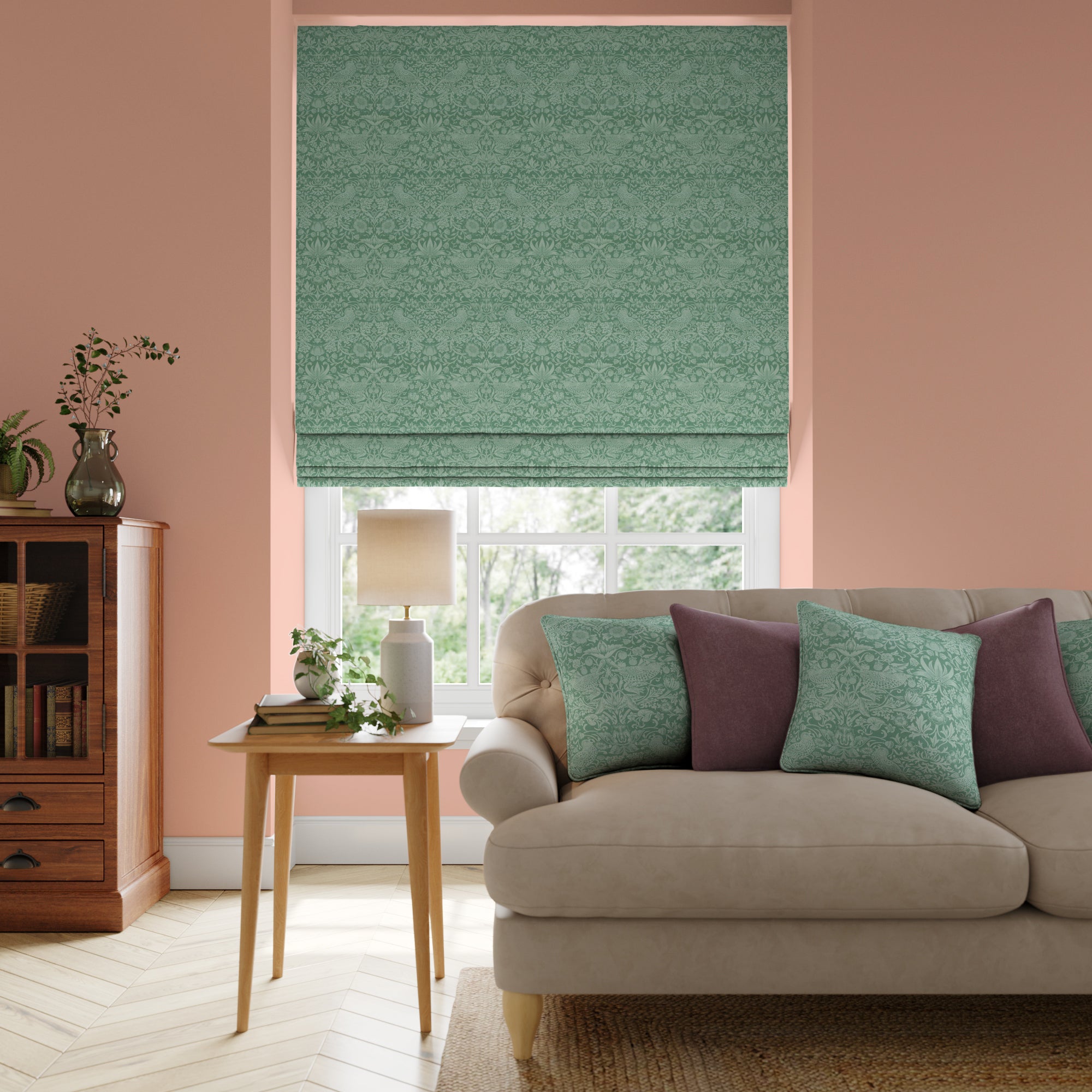 William Morris Strawberry Thief Tonal Made To Measure Roman Blind | Dunelm
