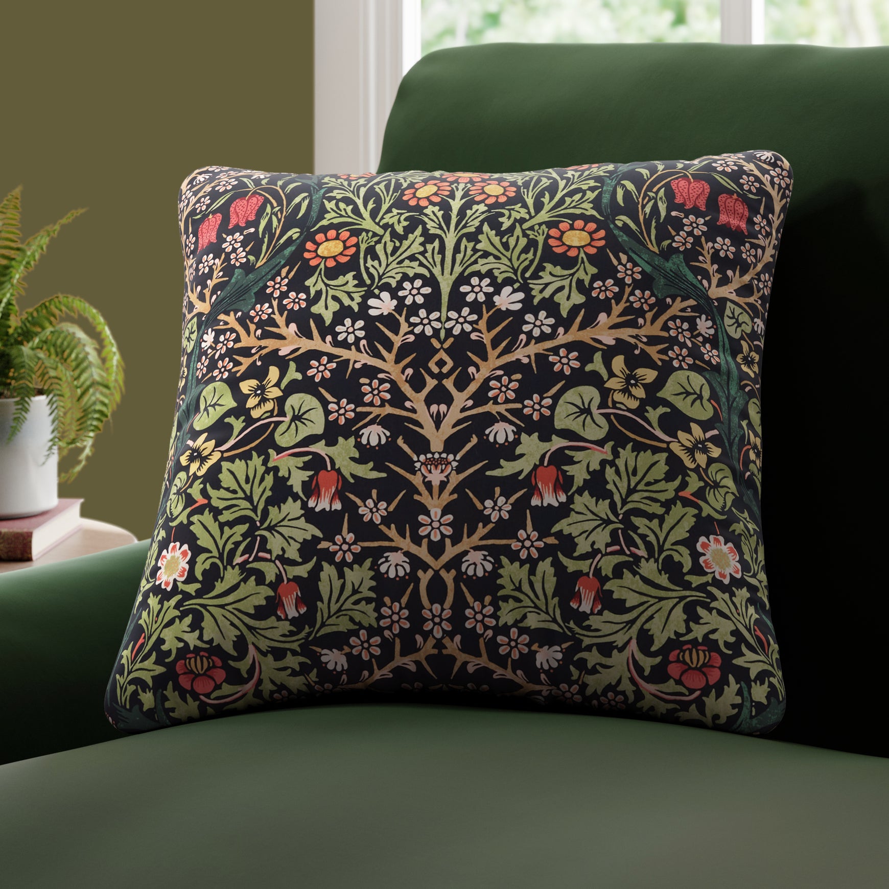 William Morris At Home Blackthorn Velvet Made to Order Cushion Cover | Dunelm