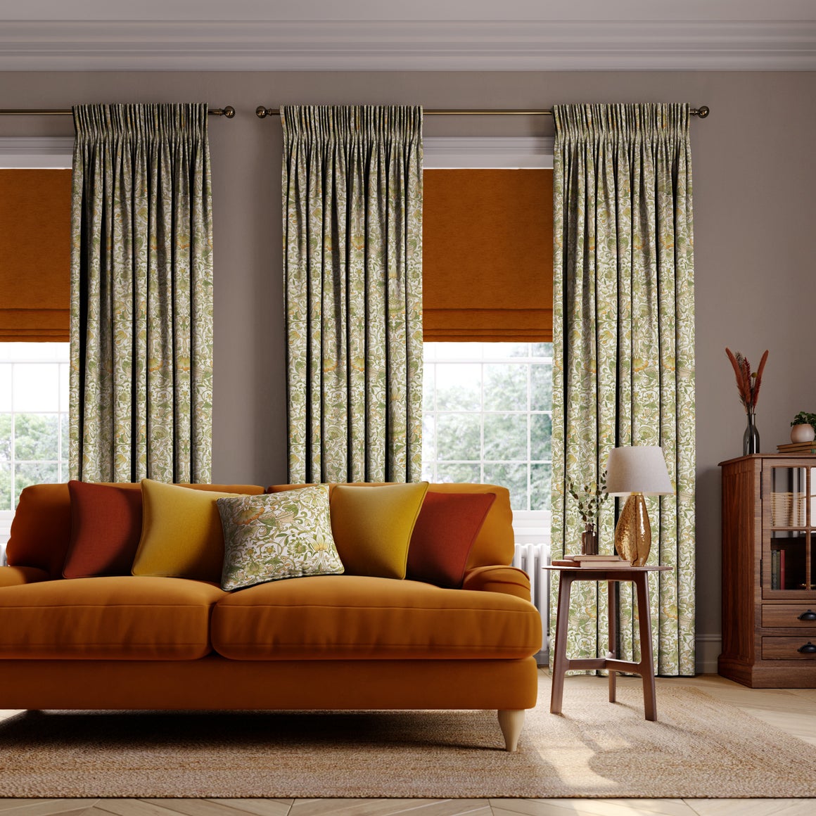William Morris Lodden Made to Measure Curtains | Dunelm