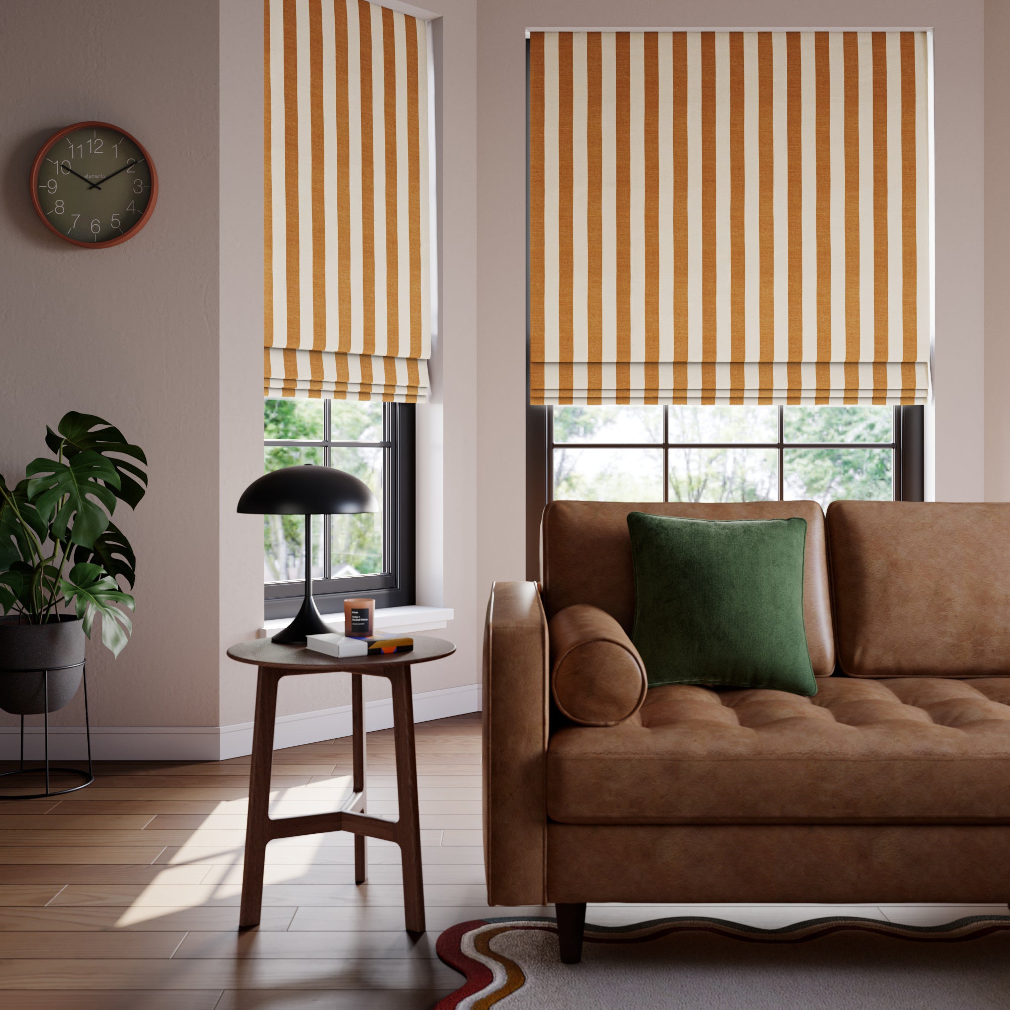 Elements Stripe Linen Look Made to Measure Roman Blind | Dunelm